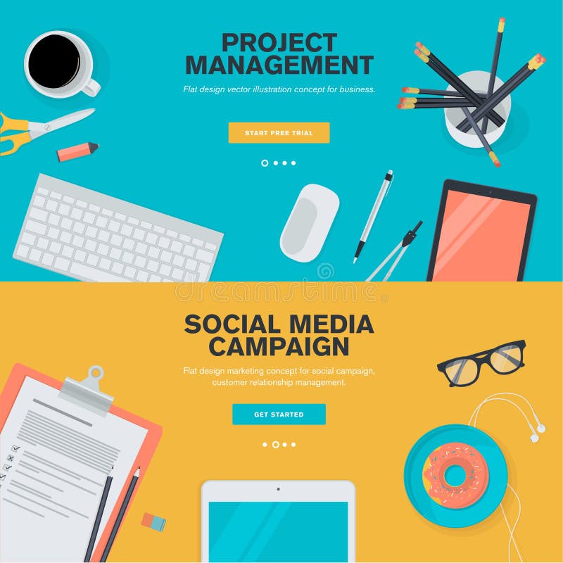 Flat Design Concepts for Project Management and Social Media Campaign ... Flat Design Concepts for Project Management and Social Media Campaign ...