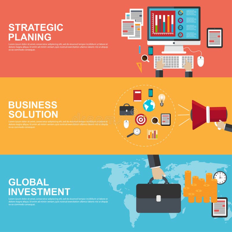 Flat Design Concepts for Strategic Planning, Global Investment and ...