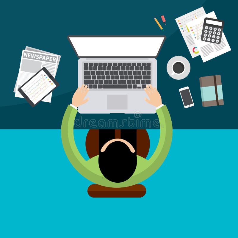 Flat Design Creative Office Workspace, Concept of Work Place Stock ...