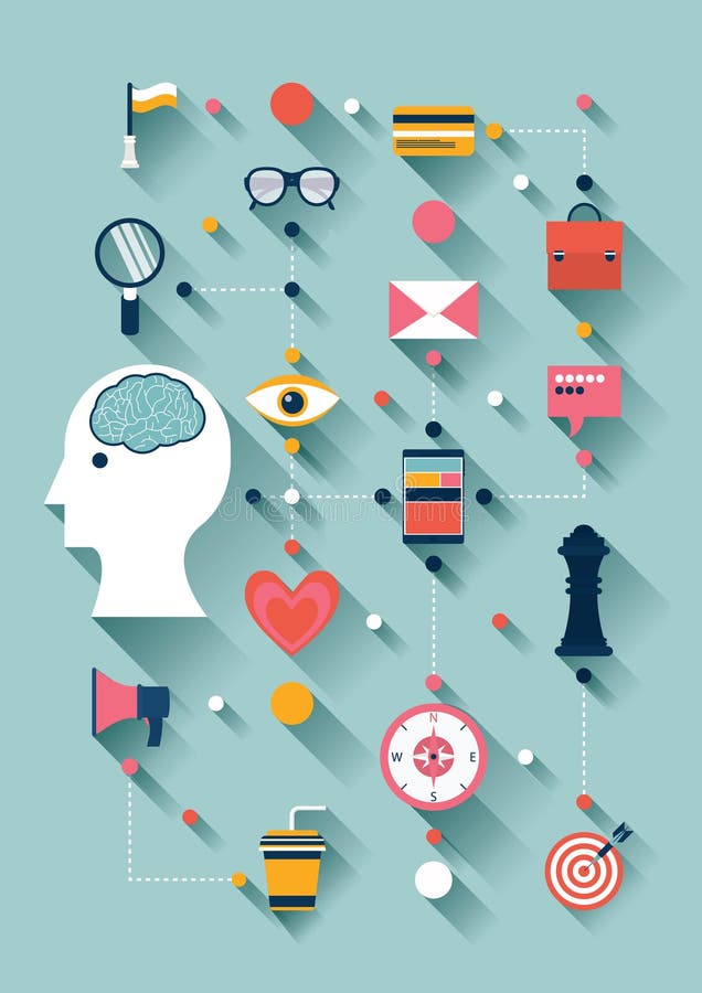 Flat Design of Creative Thinking Icons. Vector Illustration Decorative ...