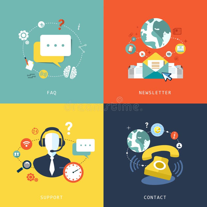 Flat Design for Customer Service Concept Stock Vector - Illustration of ...