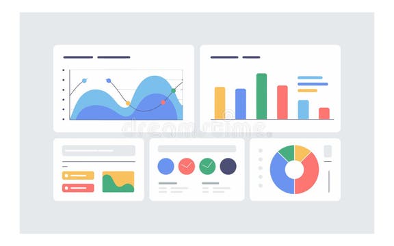 Flat Design Dashboard with Various Data Visualizations AI-Generated Stock Vector - Illustration ...