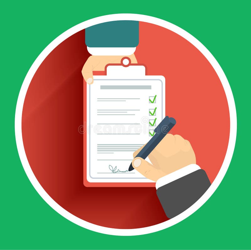 Flat Design Delivery Signature and Two Hand Stock Vector - Illustration ...