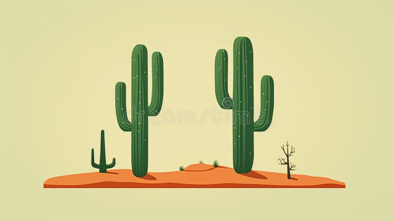 Flat Design Desert Cactuses: Subtle Gradient Animated Illustrations ...