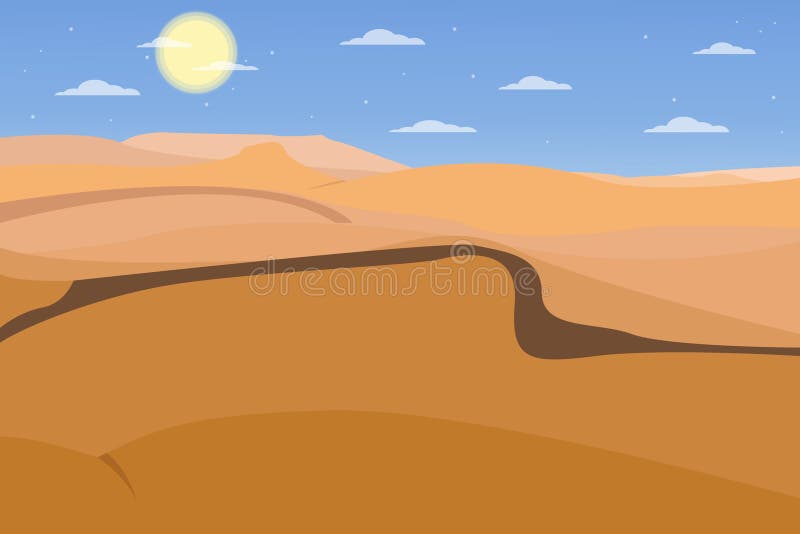 Flat Design Desert Landscape Illustrator. Landscapes of the Desert ...