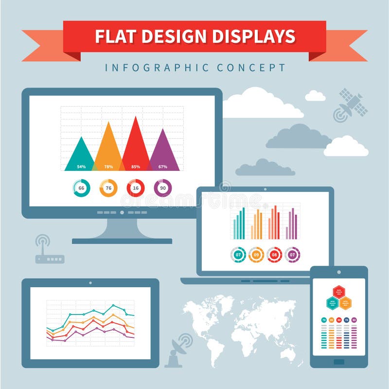 Flat UI Design Trend Set Icons Stock Vector - Illustration of banner ...