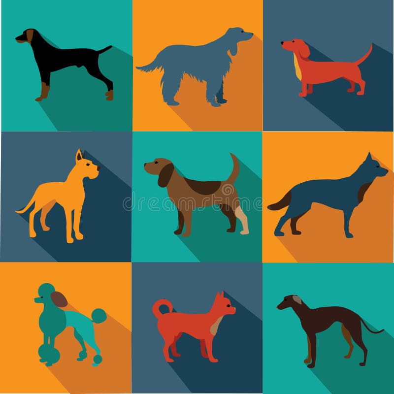 Flat design dog icon set stock vector. Illustration of group - 65509360