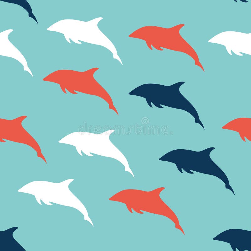 Flat Design Dolphin Pattern Stock Illustration - Illustration of ...