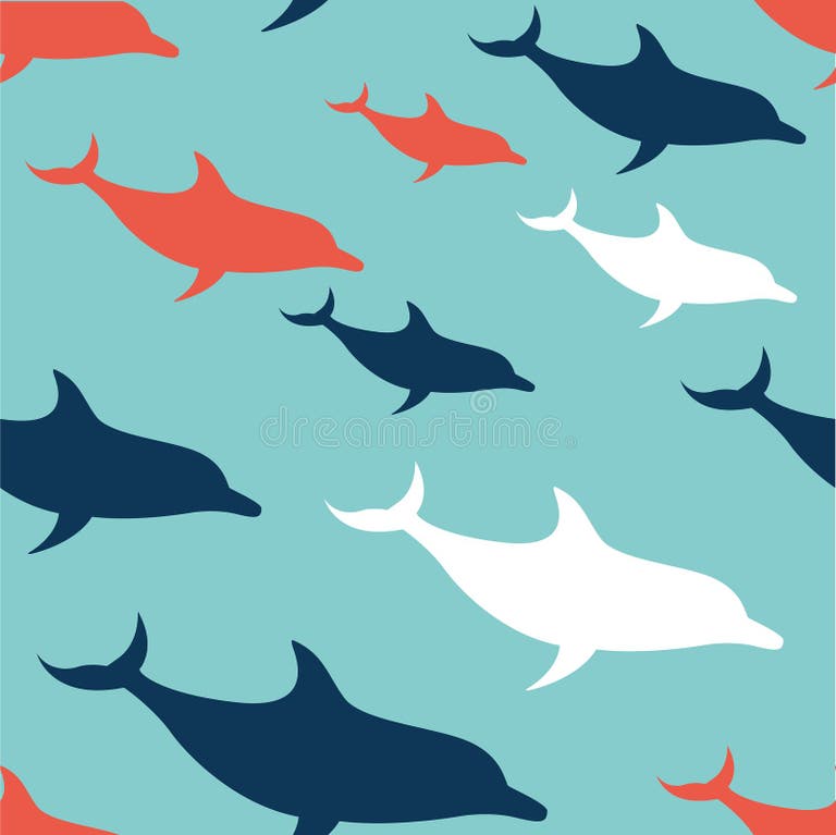 Flat Design Dolphin Pattern Stock Illustration - Illustration of ...