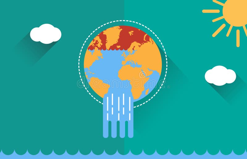 Flat Design of the Earth stock illustration. Illustration of water ...