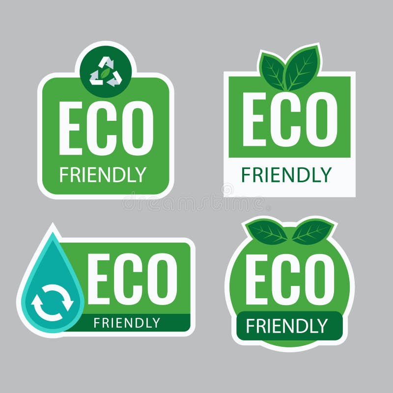 Flat Design Eco Friendly Labels Vector Illustration. Stock Vector ...