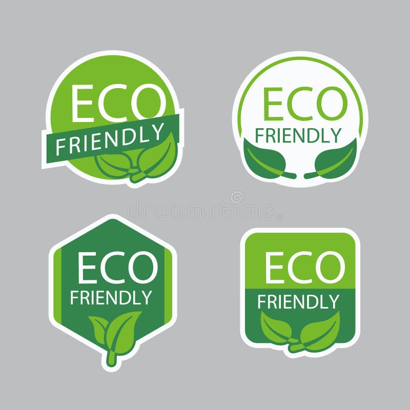 Flat Design Eco Friendly Labels Vector Illustration. Stock Vector ...