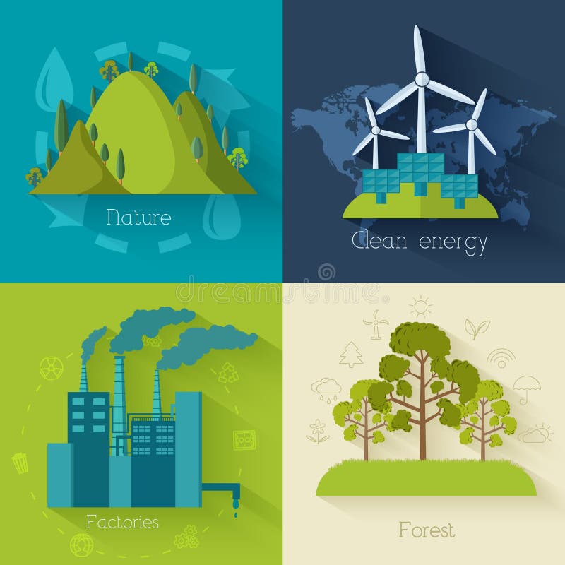 Flat Design of Ecology, Environment, Green Clean Stock Vector ...