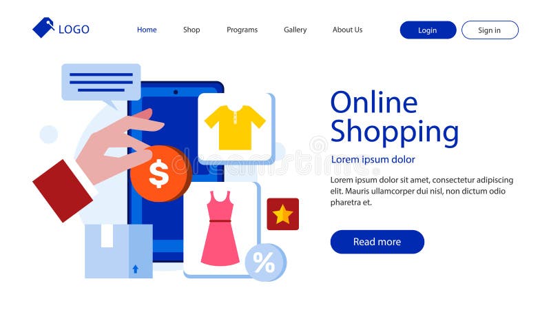 Flat Design Ecommerce Website Landing Page.eps Stock Vector ...