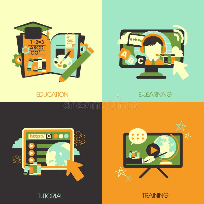 Flat Design for the Education Concepts Stock Vector - Illustration of ...