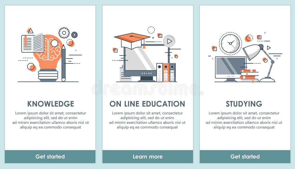 Flat Design Educational App Screens. Modern User Interface UX, UI ...