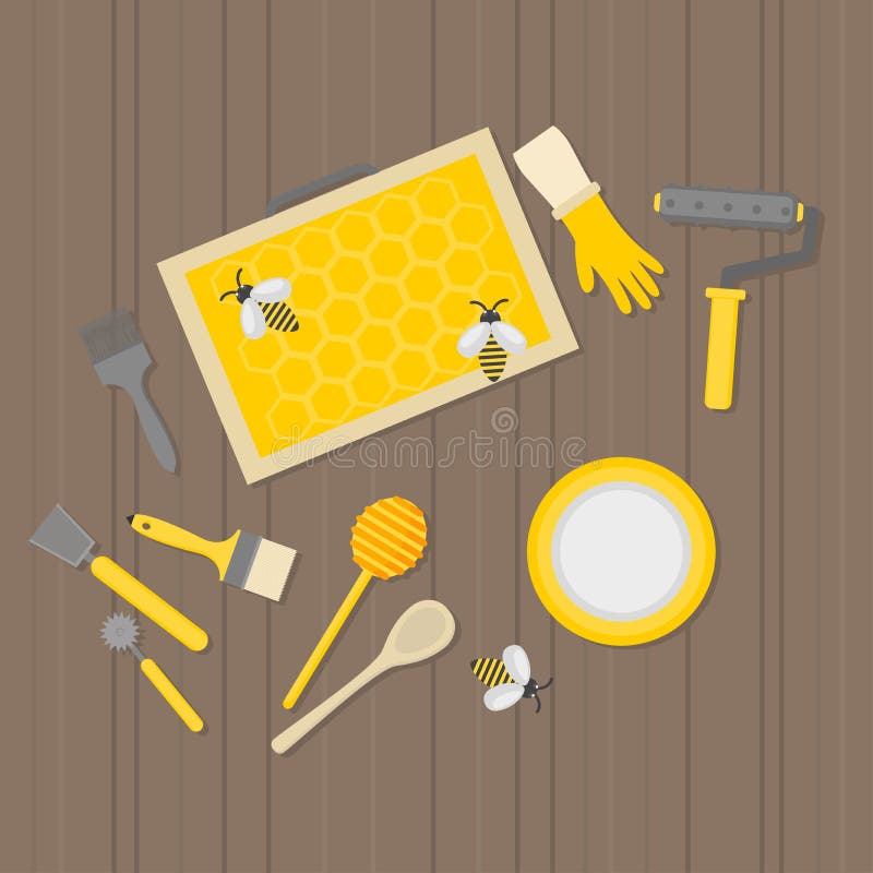 Flat Design Elements of Beekeeping and Apiculture. Stock Vector ...