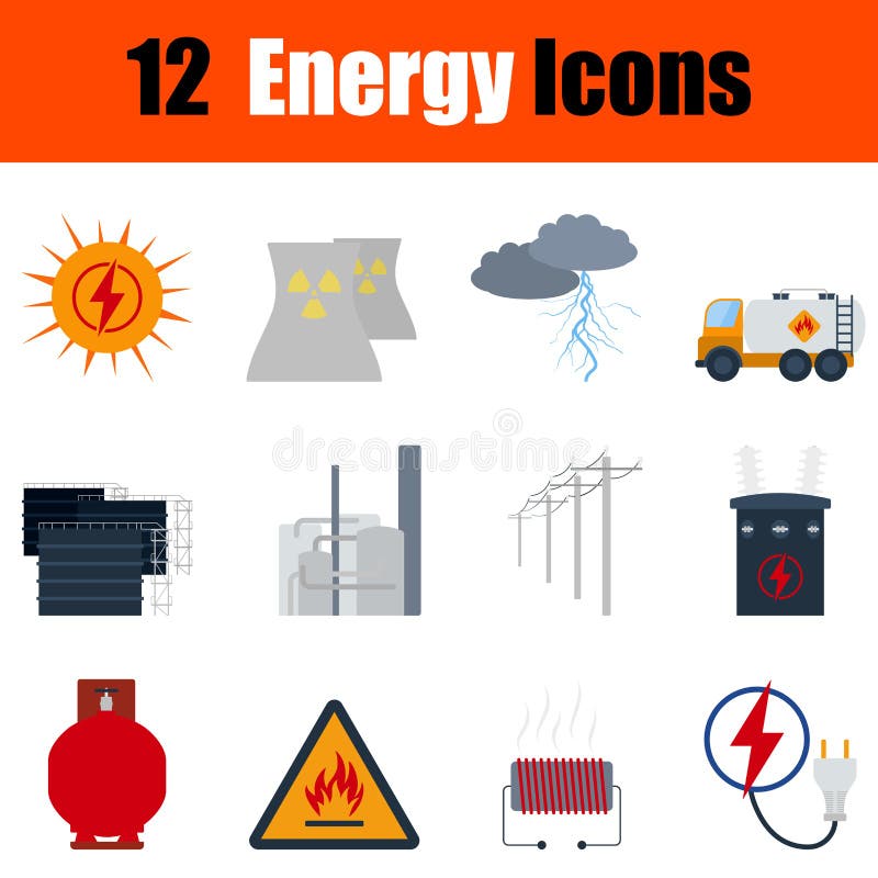 Power and energy icon set stock vector. Illustration of energy - 26787156