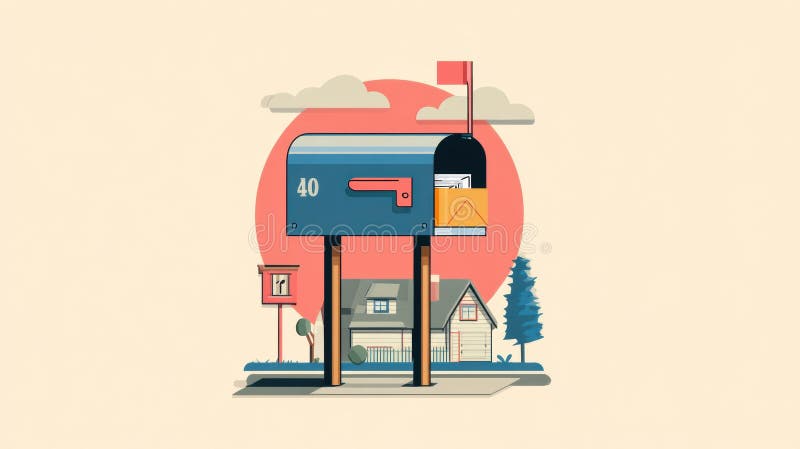 Product Arriving at Mailbox with Minimal Flat Design Showcasing a ...