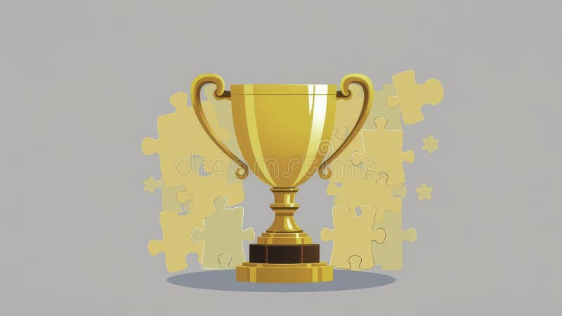 Flat Vector of a Bronze Trophy with Puzzle Pieces Symbolizing Teamwork ...