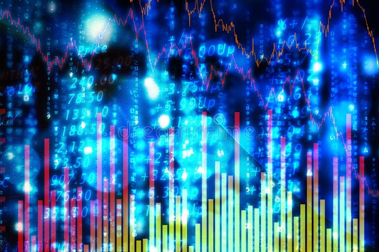 Flat Design Finance Dashboard is Showing Streaming Numeric Codes, Red ...