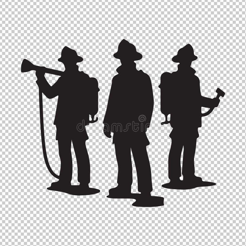 Flat Design Fireman Silhouette Isolated on White Background Stock ...