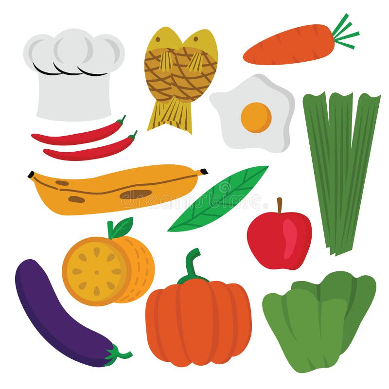 Flat Design of Foods ,fruits and Vegetables Collection. Stock Vector ...