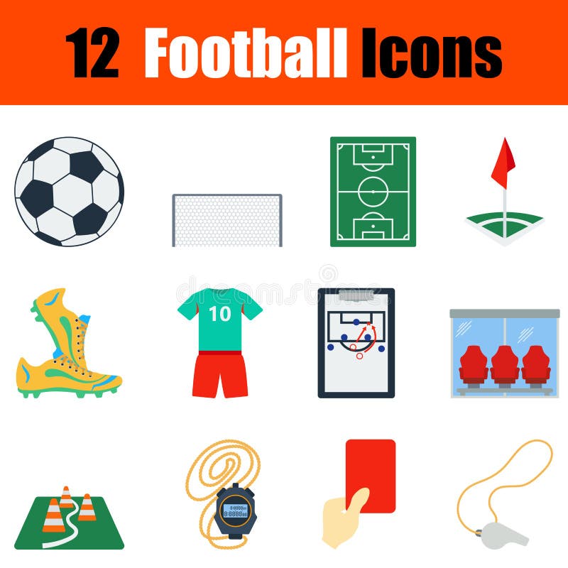 Flat Design Football Icon Set Stock Vector - Illustration of boot ...