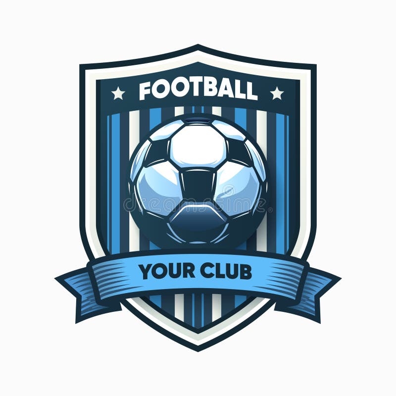 Flat Design Football Logo Template with Ball and Shield Stock Vector ...