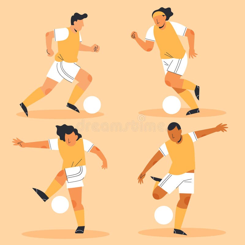 Flat Design Football Players Pack Vector Illustration. Stock Vector ...