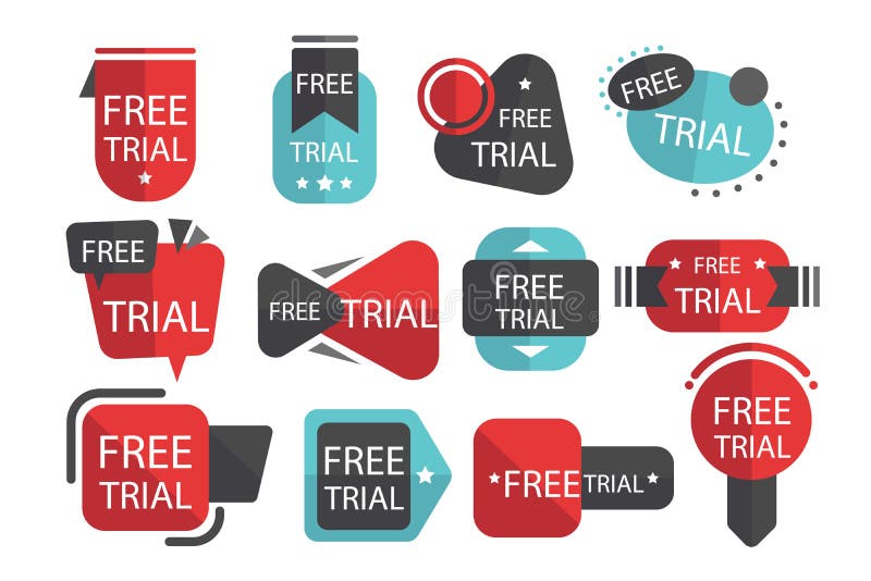 Flat Design Free Trial Labels Vector Illustration. Stock Vector ...
