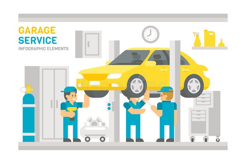 Garage. Service Station. Car Repair. Design Element for Logo, La Stock ...