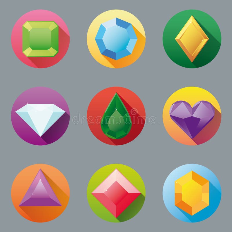 Flat Design Gem Icon Collection Stock Vector - Illustration of flat ...