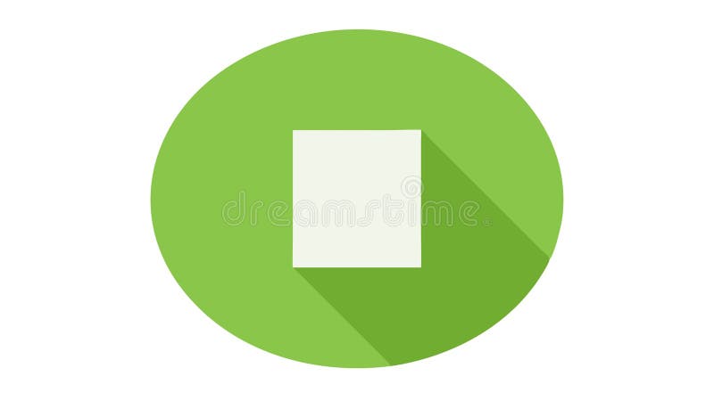 Flat Design Green Stop Square Icon for Playback Control, Vector Design ...