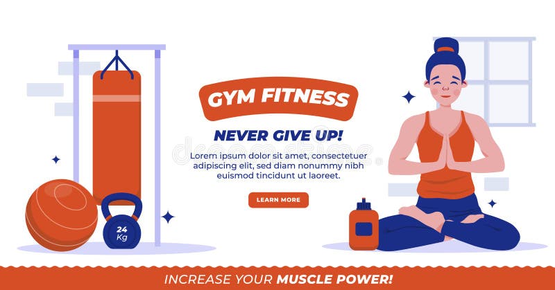 Flat Design Gym Fitness Ad Template Vector Illustration. Stock Vector ...