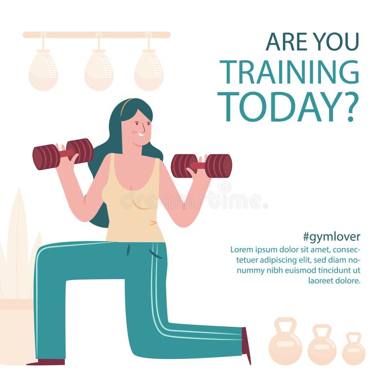 Flat Design Gym Posts Template Vector Illustration. Stock Vector ...