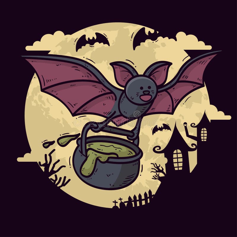 Flat Design Hand Drawn Halloween Bat Concept Design Illustration Stock ...