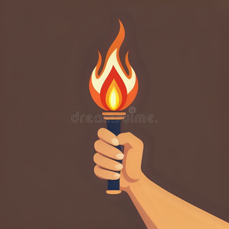 Flat Design of a Hand Holding Olimpic Flaming Torch -generated by Ai ...
