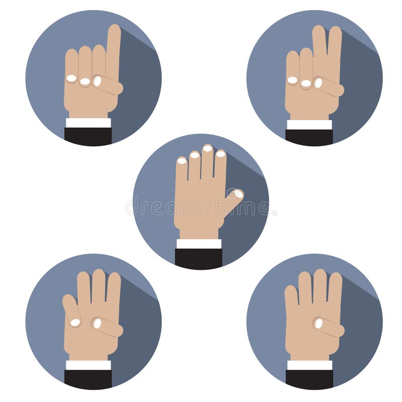 Flat Design Hand Make Number Icons Stock Vector - Illustration of ...