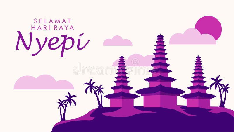 Flat Design Happy Nyepi Banner Template Stock Vector - Illustration of ...