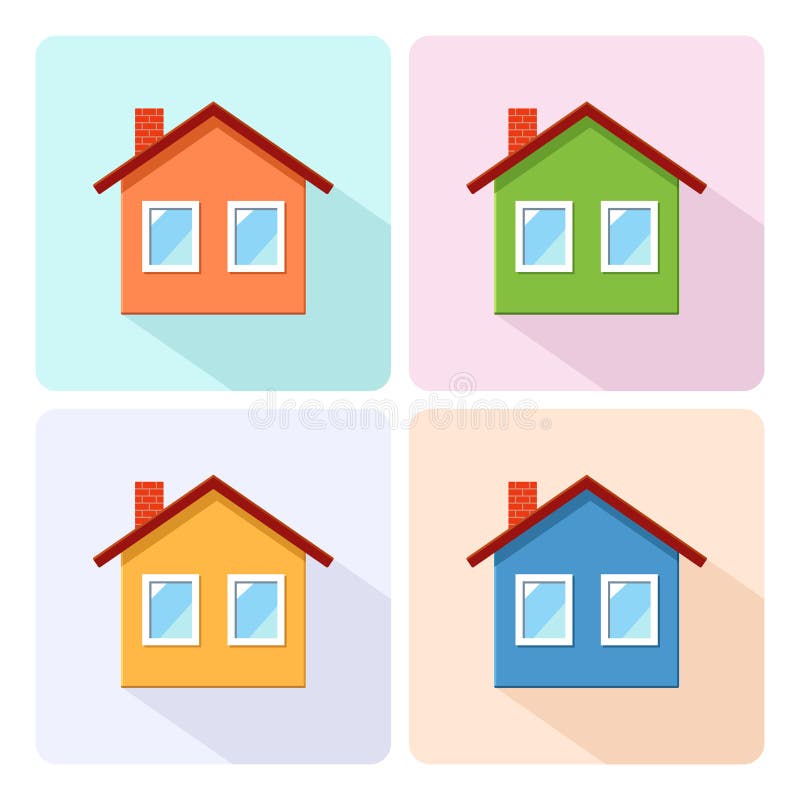 Flat design of house icon stock vector. Illustration of yellow - 93443537