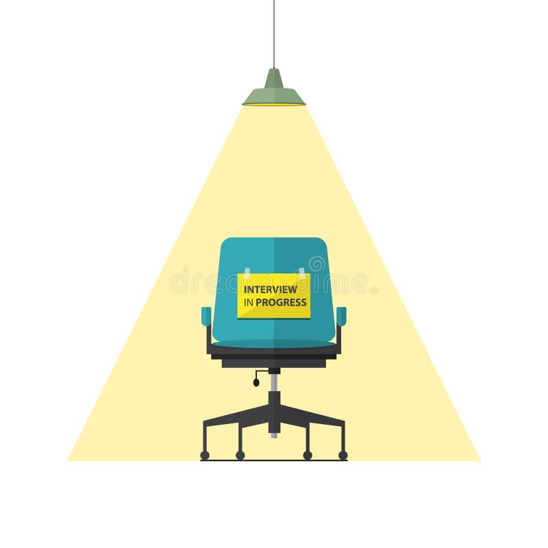 Flat Design Icon for Business Chair with Interview in Progress Message ...