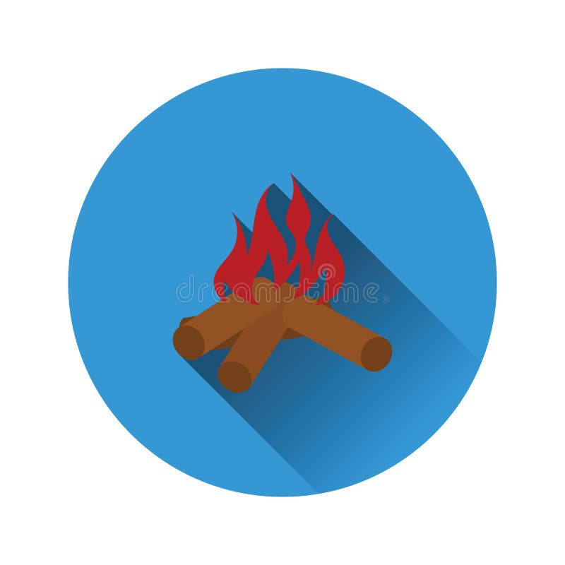 Camping Fire Icon Flat. Vector Illustration Stock Vector - Illustration ...