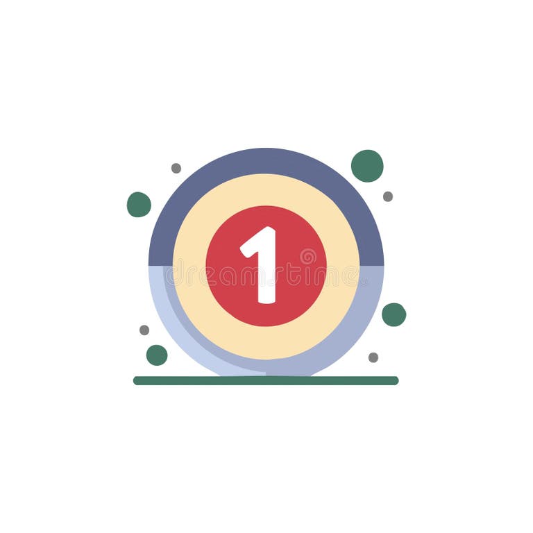 Flat Design Icon of a Circle with Number 1 in the Center, with ...