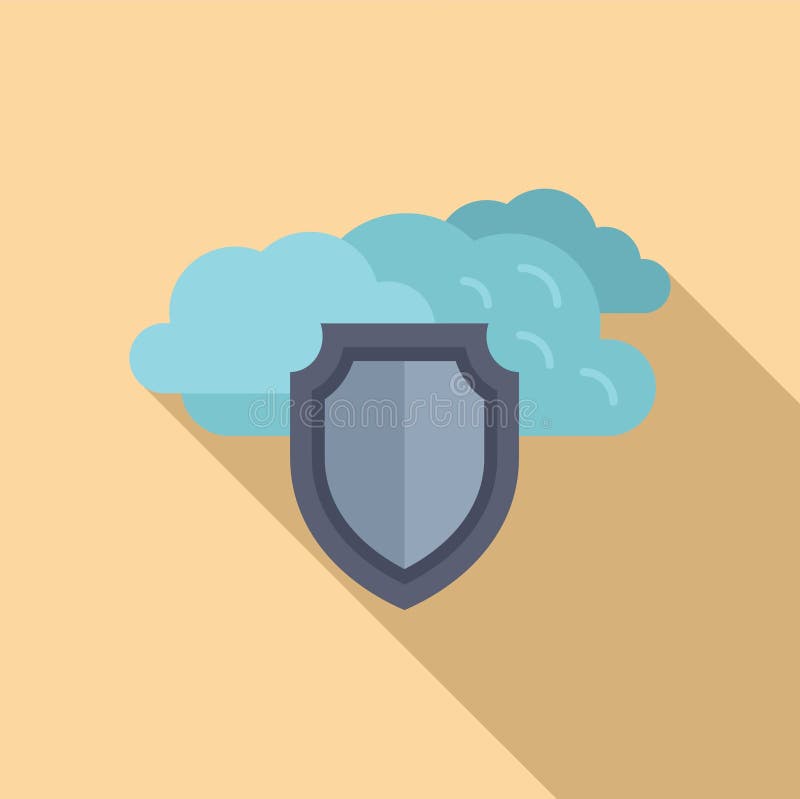 Flat Design Icon of Cloud Security Shield Stock Illustration ...