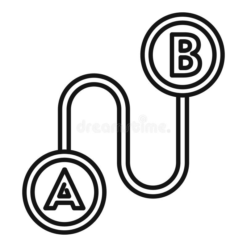 Flat Design Icon of Connected Points a and B Stock Illustration ...