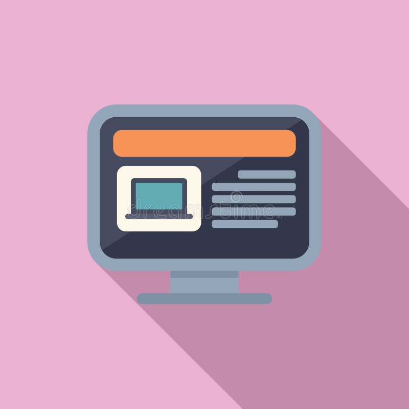 Modern Computer Icon on Pink Background Stock Vector - Illustration of ...