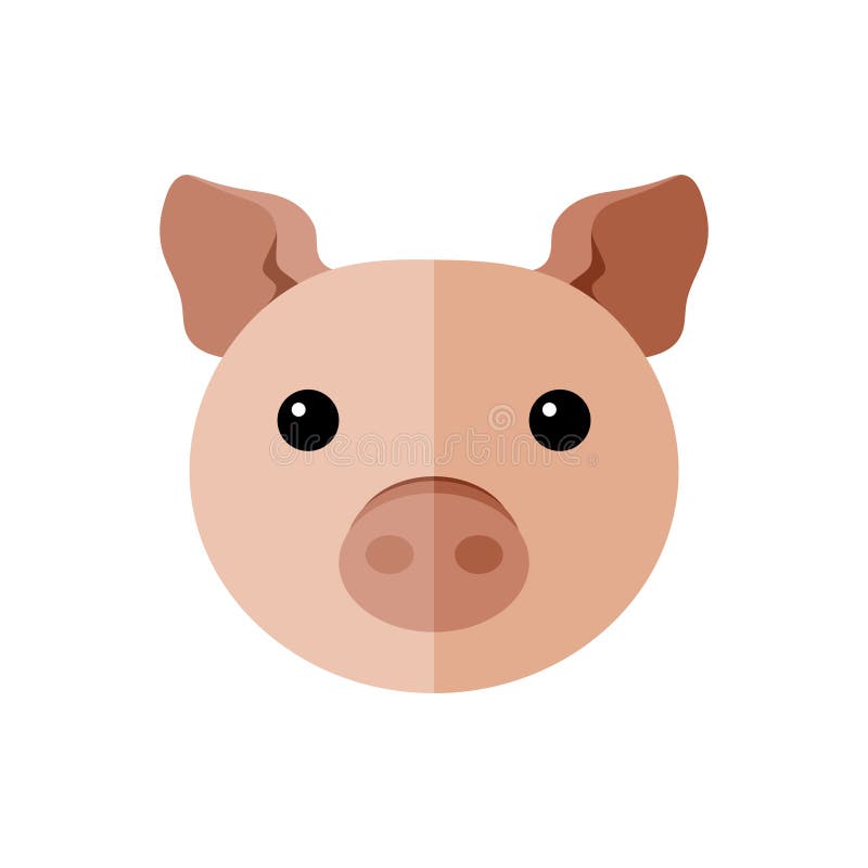 Flat Design Icon Pig. Illustration Stock Vector - Illustration of color ...