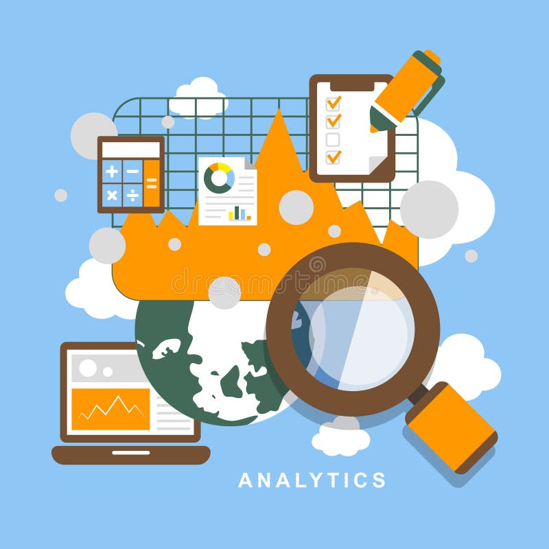 Flat Design Icon Set of Analytics Elements Stock Vector - Illustration ...