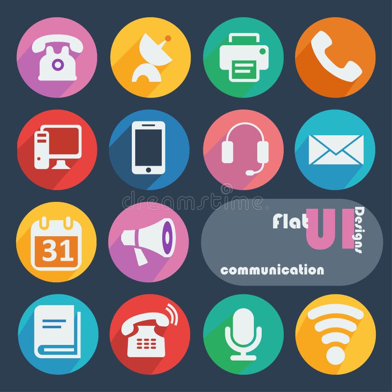 Flat Design Icon Set - Communication Stock Vector - Illustration of ...